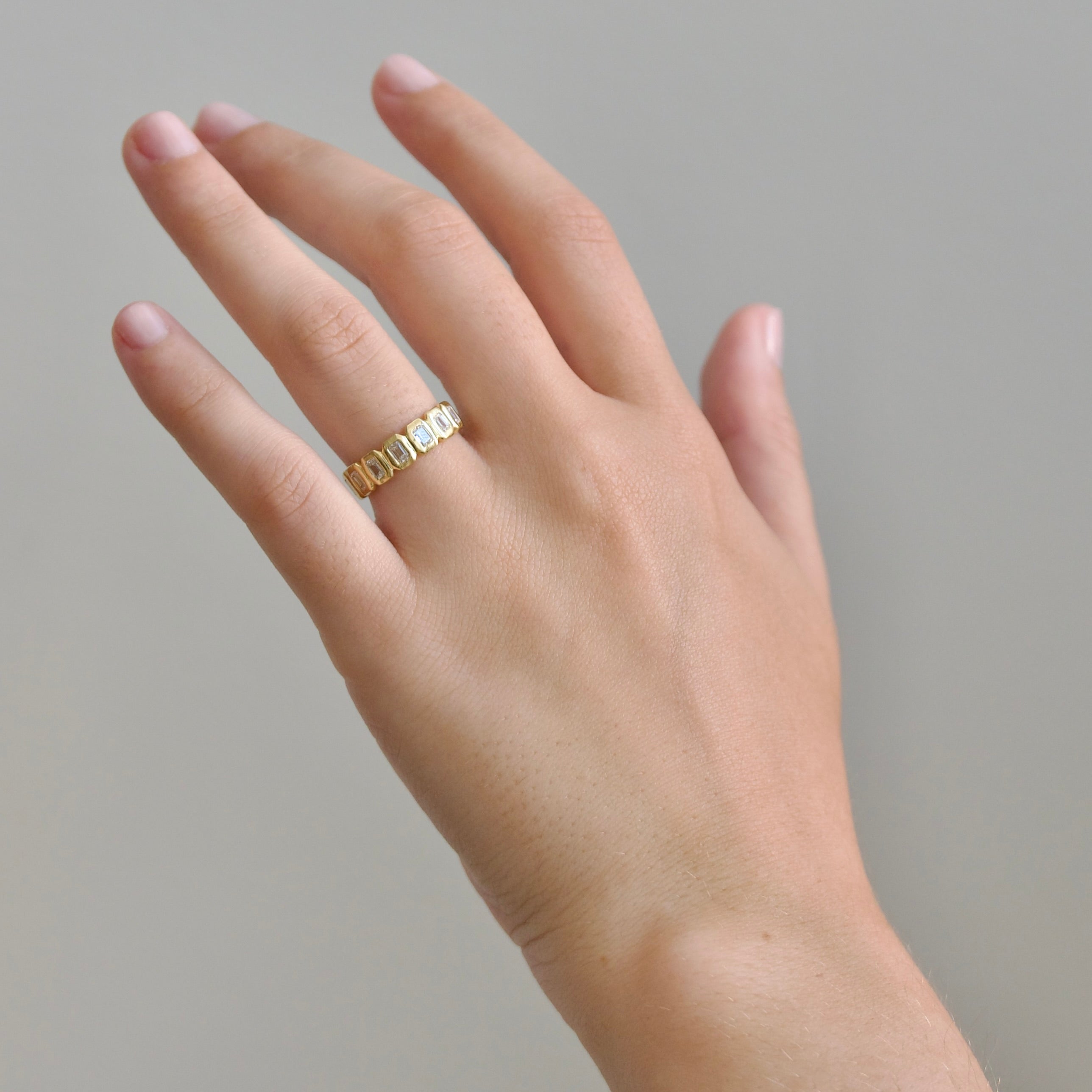 Emerald Cut Diamond Petite Nesting Gem Eternity Ring – Octavia Elizabeth
