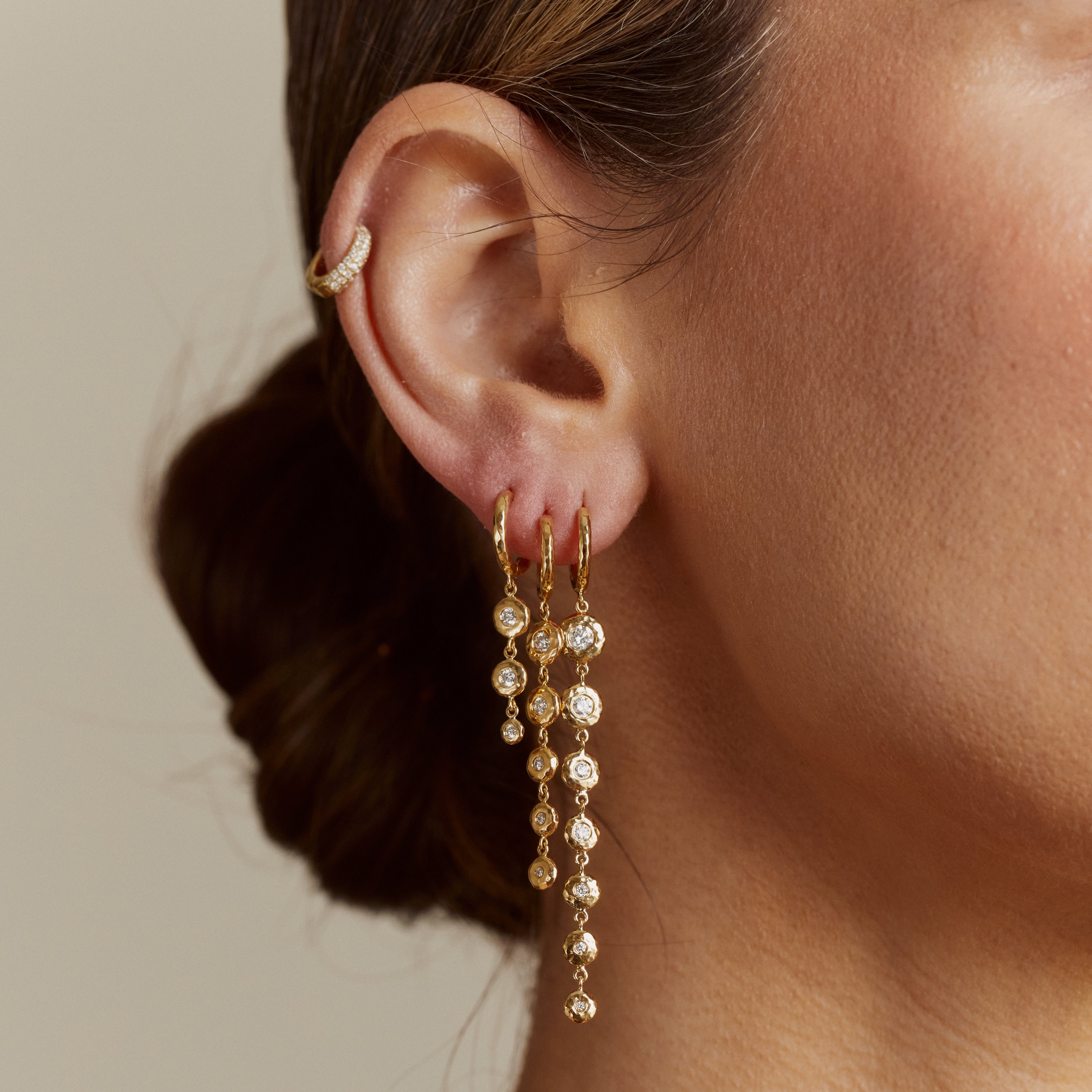 Charmed Micro Gabby Hoops with Tiered Diamond Nesting Gem Drops ...